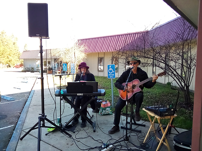 Live music in the parking lot? Now that's a shopping soundtrack you won't find at the mall. Thrifting with a backbeat.