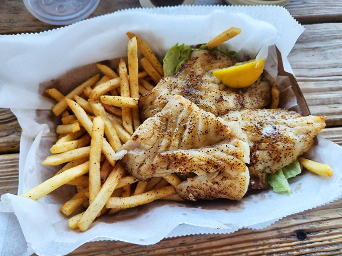 Perfectly grilled mahi-mahi that looks like it jumped from the Gulf to your plate, pausing only briefly for a sprinkle of seasoning.