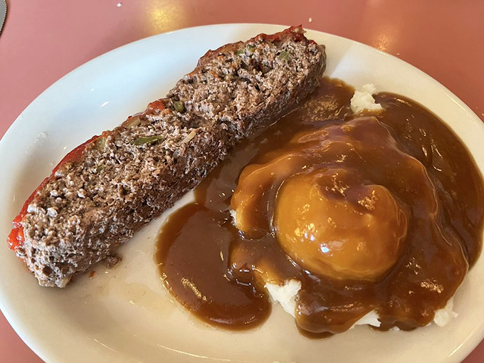 The meatloaf and mashed potatoes swimming in rich brown gravy&mdash;proof that sometimes the most delicious things aren't the most photogenic.