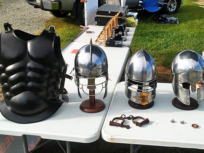 Medieval fantasies come alive at this table. Whether you're preparing for the renaissance fair or the apocalypse, this vendor has you covered.
