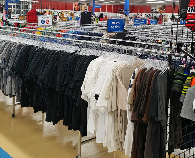 The men's department: where yesterday's business casual becomes today's smart steal, all arranged with surprising attention to detail.