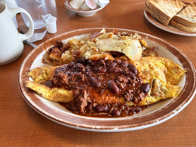 This Mexican omelet doesn't just cross borders - it demolishes them with a chili-forward flavor assault that wakes up every taste bud.