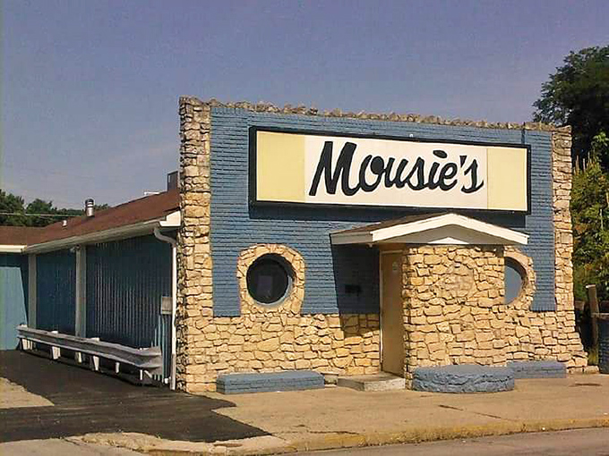 Mousie's blue stone facade promises comfort food that hugs your soul like your favorite sweater from 1982&mdash;familiar and perfectly worn-in.