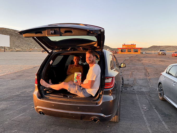 The ultimate tailgate party happens when your SUV becomes a cozy viewing nest complete with popcorn and panoramic desert views.