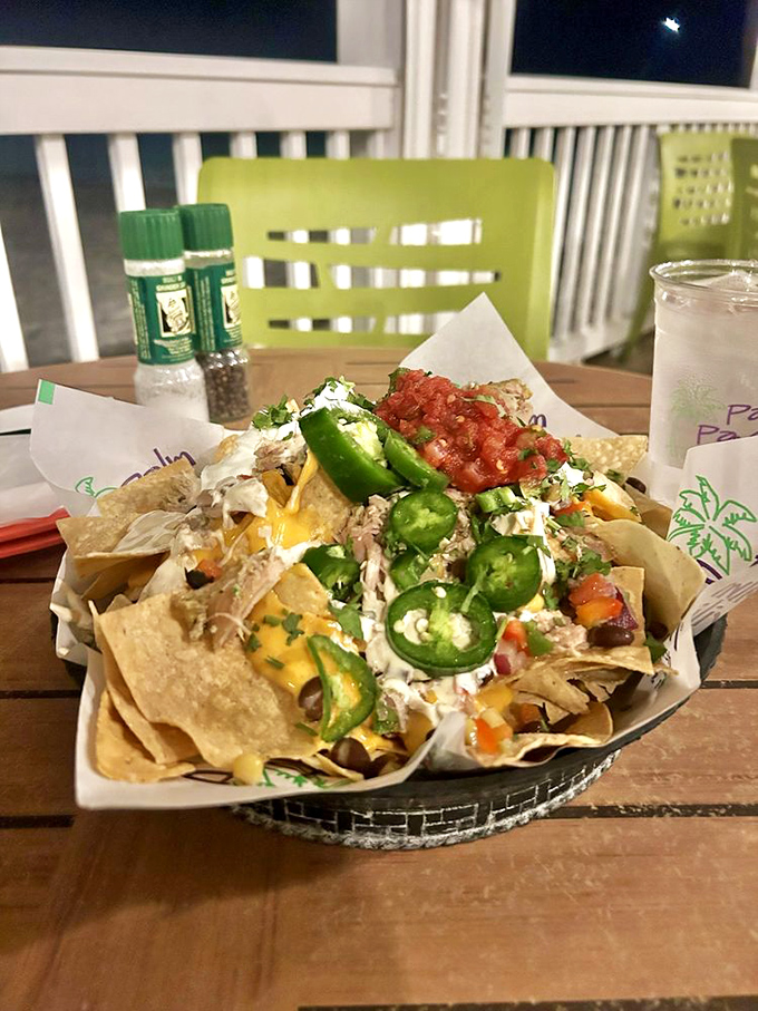 Loaded nachos that require a strategy: Do you tackle the jalape&ntilde;os first, or save them for the finale? Decisions, decisions!