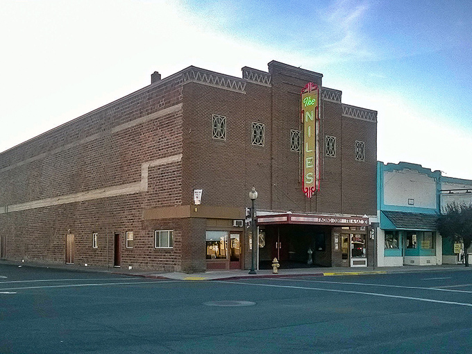The Niles Theatre marquee still lights up Main Street. Where movie tickets cost less than a fancy coffee in San Francisco.