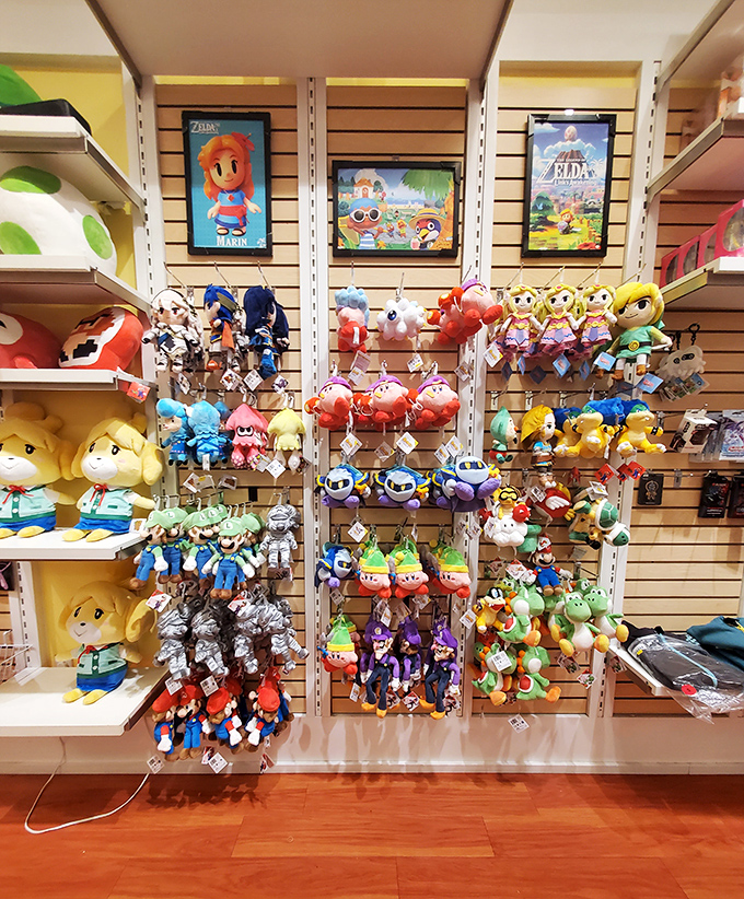 A wonderland of gaming nostalgia where adults pretend they're shopping for kids while secretly eyeing that Link plushie for themselves.