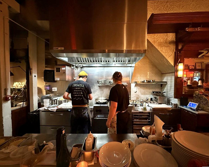 Where pasta dreams come true. The open kitchen reveals the choreographed dance of culinary professionals at work.