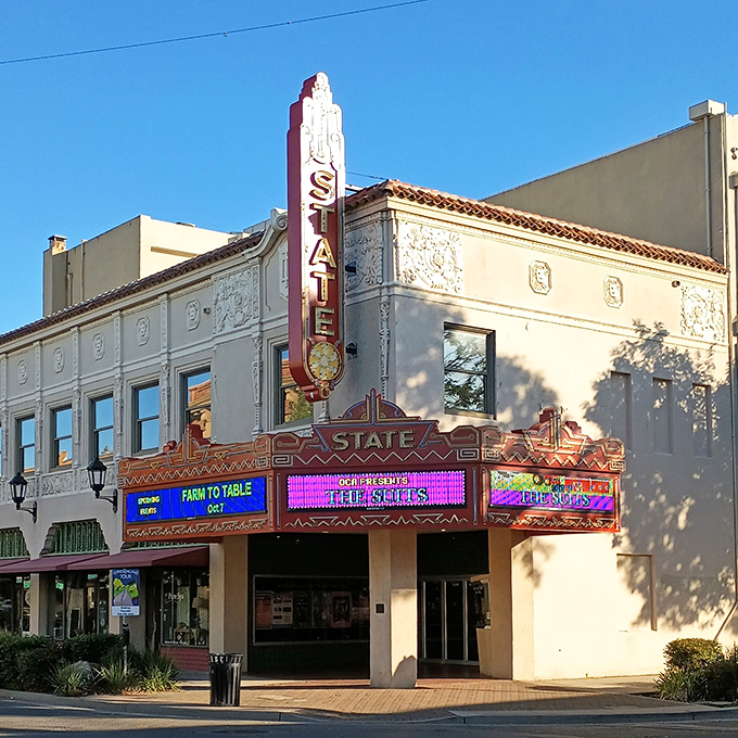 The State Theatre's marquee lights up downtown with the promise of entertainment that doesn't require buffering or a subscription service.
