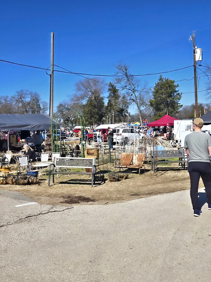 Garden treasures and architectural salvage create an outdoor showroom where rusty gold awaits the discerning eye.