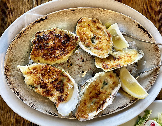 Oysters Rockefeller that would make the old baron himself blush with envy. Decadence on the half shell.