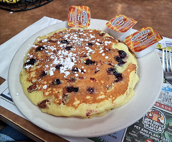 Blueberry pancakes that could convert waffle loyalists &ndash; fluffy, golden, and studded with berries that burst with every bite.