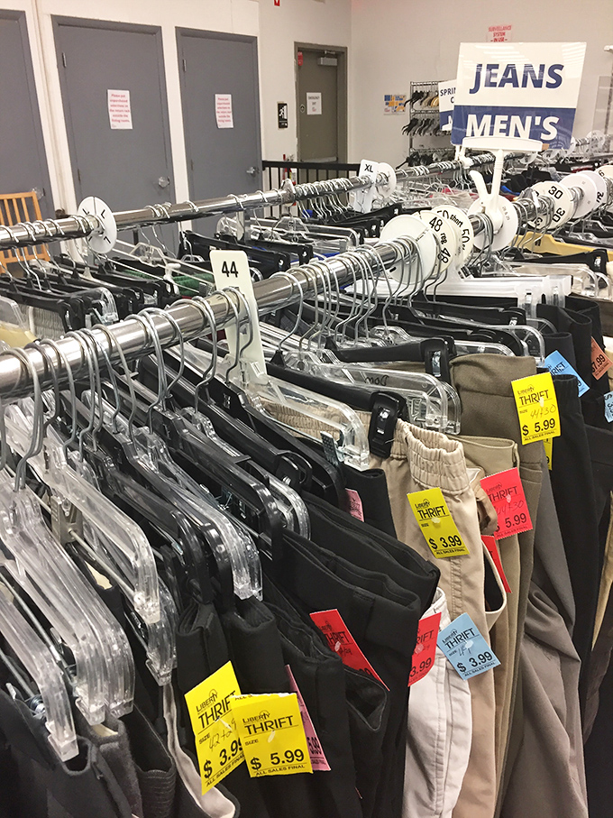 Men's clothing organized with military precision &ndash; where $5.99 can transform your wardrobe and those designer labels are hiding in plain sight.