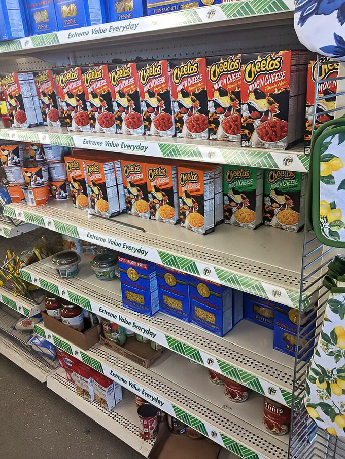 The holy grail of budget-friendly indulgence! Where else can you find name-brand Cheetos Mac & Cheese alongside pantry staples for less than your morning coffee?