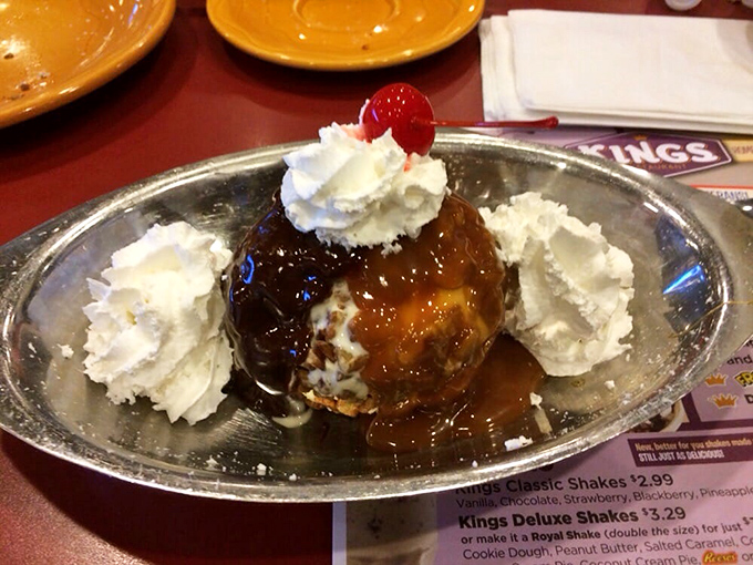 The pecan ball dessert arrives like a sweet symphony with whipped cream backup singers.