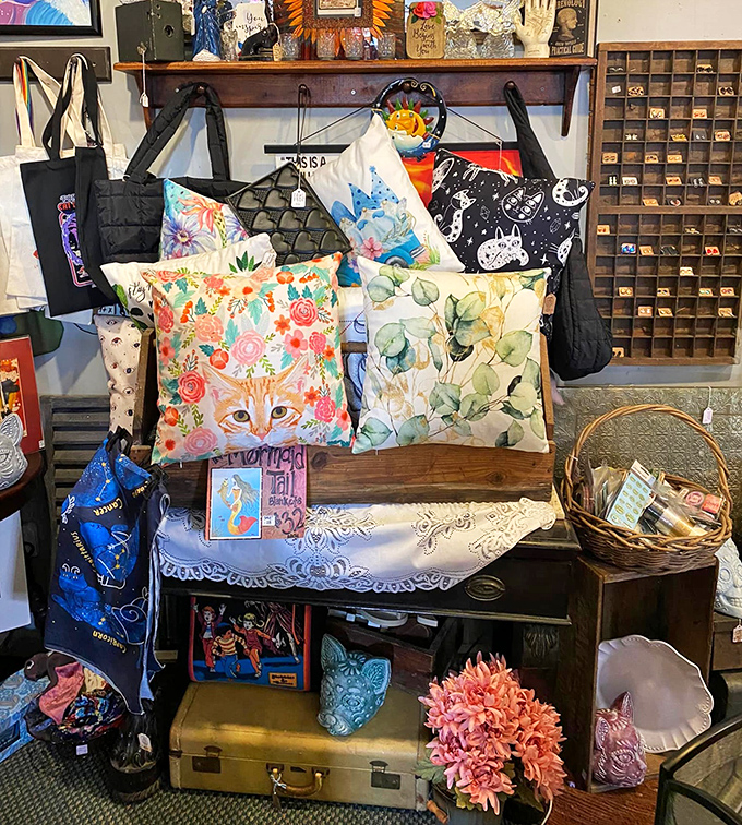 Throw pillows with personality, because apparently even cushions had more character back in the day.