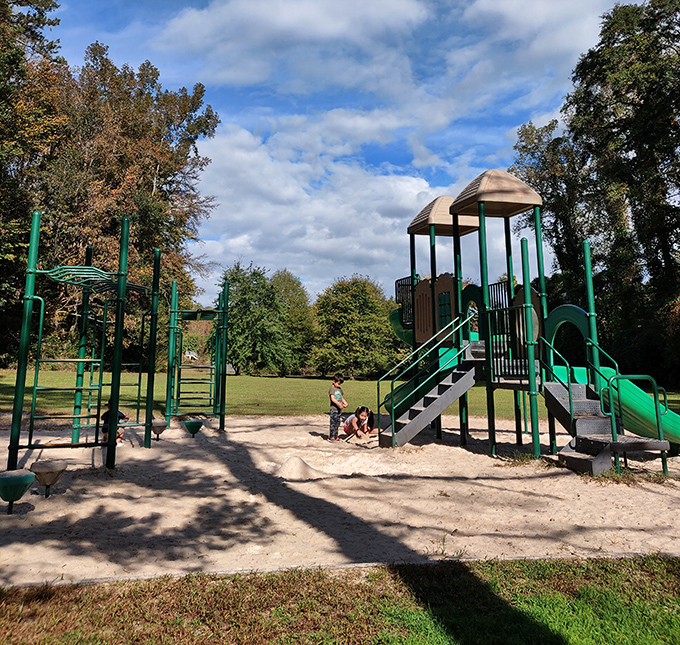 This playground proves that sometimes the simplest pleasures&mdash;like watching children navigate a slide&mdash;can bring the purest joy to a day trip.