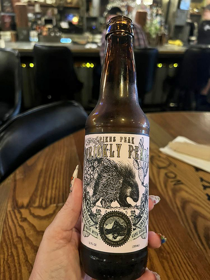 Even the beverages have personality &ndash; this Prickly Pear soda bottle sports artwork worthy of framing while promising refreshment with a twist.