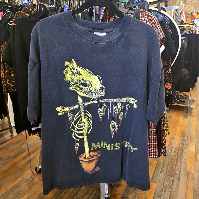 Not just any band tee&mdash;this Ministry shirt has survived more concerts, washing machines, and decades than most relationships, and looks better for it.