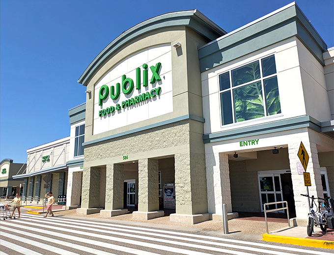 Publix: where shopping might be a pleasure, but the real joy is bumping into three neighbors and getting all the town updates.