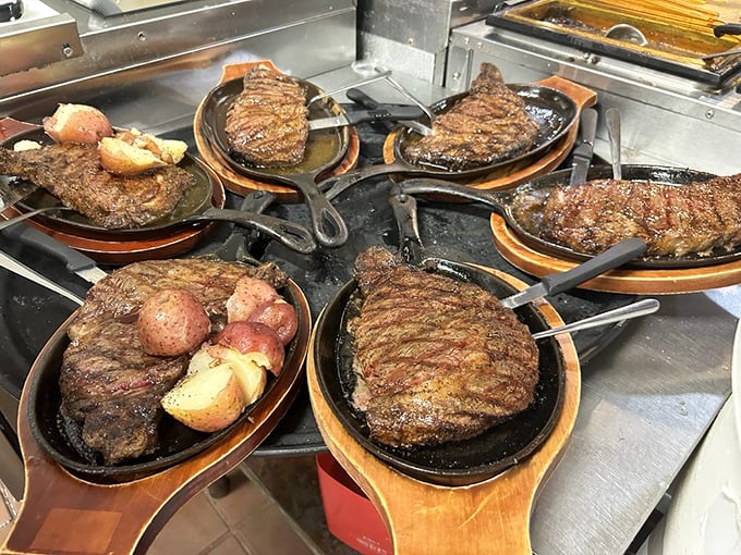 These sizzling ribeyes prove that a seafood joint that takes its meat seriously is like finding an unexpected plot twist in your favorite novel.