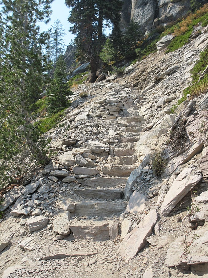 These stone steps have witnessed thousands of hikers' "just one more photo" moments before continuing their journey to the falls.