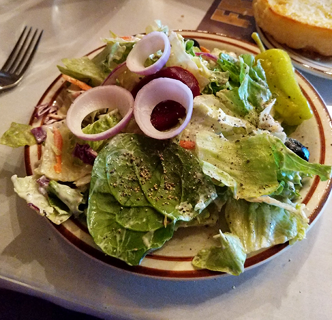 Even the salads here mean business, dressed to impress with fresh, vibrant ingredients.