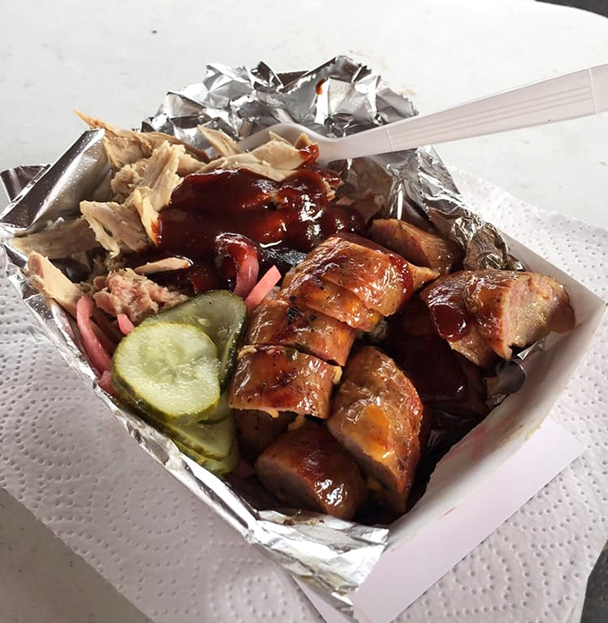 A barbecue sampler that makes choosing unnecessary. Like a greatest hits album where every track is a chart-topper.