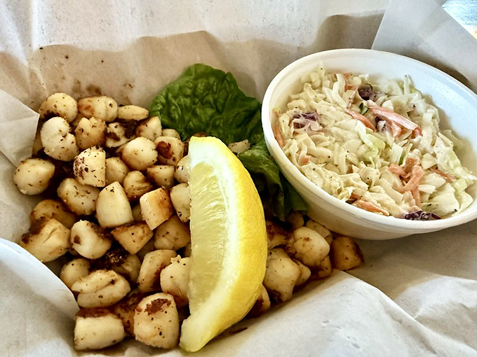 Tender scallops and creamy coleslaw &ndash; a pairing so perfect it makes you wonder why anyone would ever eat anything else.