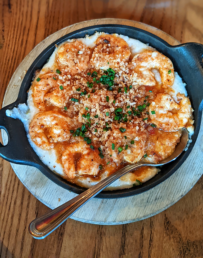 These shrimp and grits have more soul than a Motown compilation, with plump shrimp nestled in creamy goodness and topped with crispy bits.