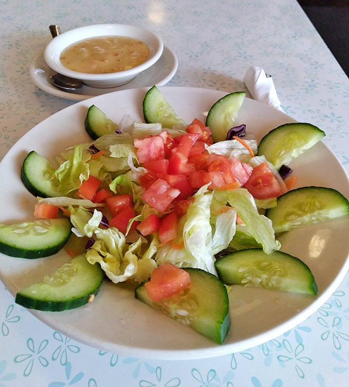 A garden-fresh side salad provides the perfect counterpoint to Cincinnati's heartier offerings &ndash; even vegetables look happier at Blue Jay.