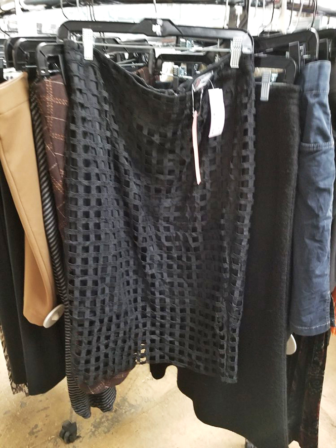 Texture and pattern play together in the skirt section, where yesterday's fashion becomes tomorrow's statement piece.