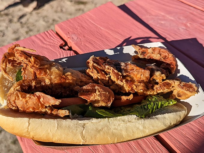 The soft shell crab sandwich&mdash;where you eat the entire crustacean and somehow feel civilized doing it. Nature's ultimate finger food.