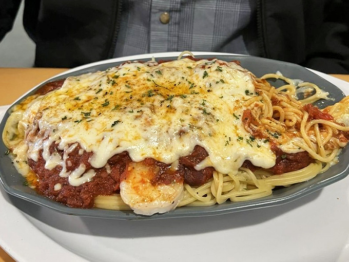 Spaghetti topped with shrimp and melted cheese&mdash;it's what would happen if Italy and New Orleans had a delicious culinary love child.
