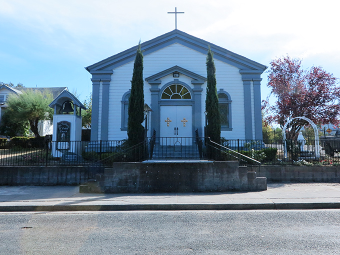 St. Anthony's Catholic Church stands as a serene spiritual landmark, its classic white architecture a beacon of community connection.