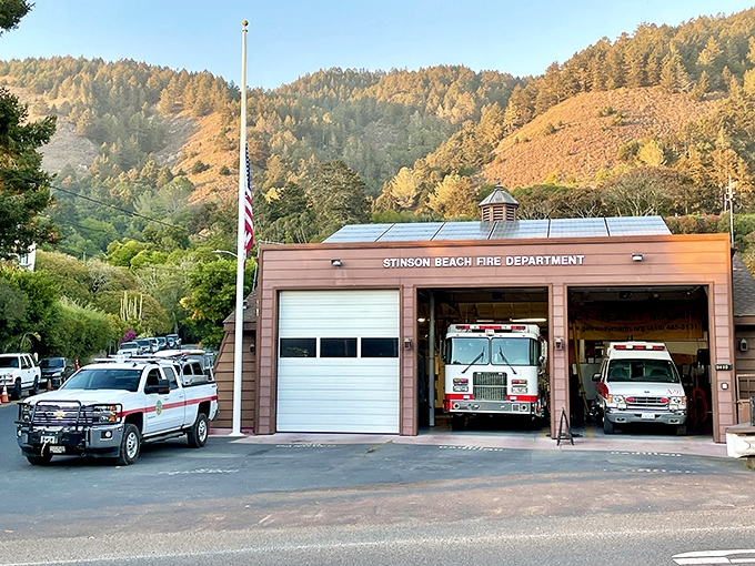 The Stinson Beach Fire Department&mdash;where community heroes park their trucks between rescues and where small-town America still thrives in coastal California.