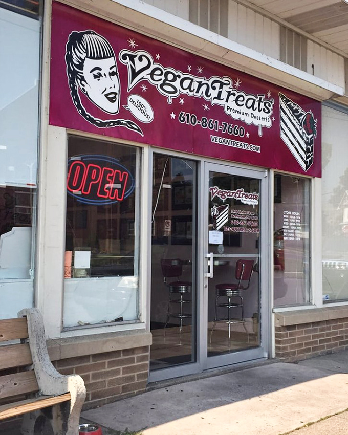 The retro-cool signage promises "premium desserts" &ndash; possibly the understatement of the century given what awaits inside this vegan wonderland.