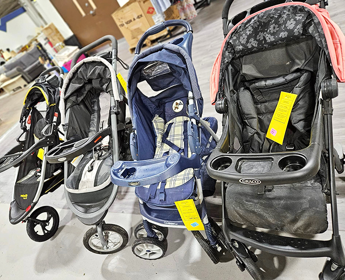 Stroller central! These gently-used baby chariots prove that parenting gear doesn't need to cost more than your first car.