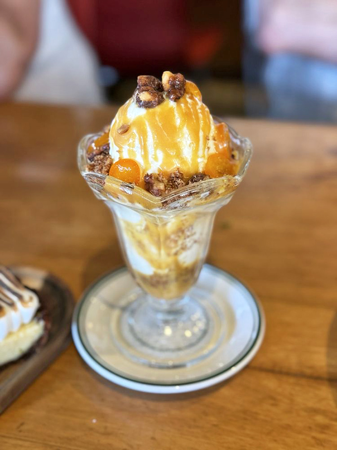 Even dessert keeps the New England theme&mdash;this sundae with its caramel drizzle and crunchy topping offers the perfect sweet finale to a seafood feast.