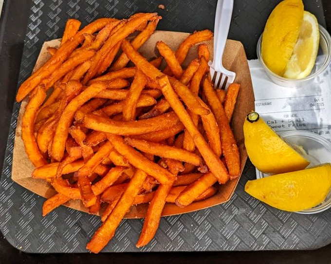 Orange perfection in every crispy strand &ndash; sweet potato fries that make regular potatoes question their life choices.