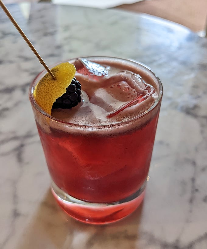 This crimson cocktail, garnished with blackberry and lemon, isn't just Instagram-worthy&mdash;it's a sophisticated adult reward for surviving another Michigan winter.