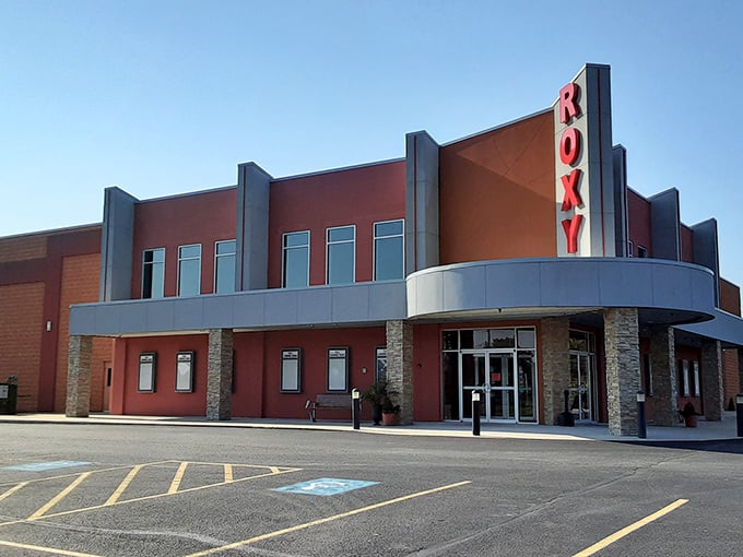 The Roxy Theater's Art Deco facade promises small-town movie magic &ndash; where popcorn still costs less than your mortgage and ushers remember your name.