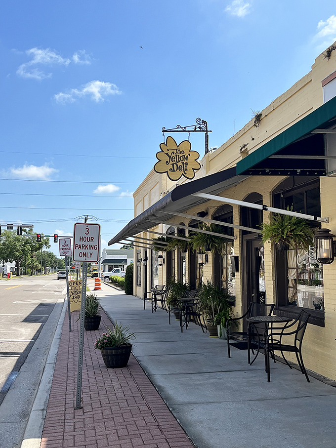 The Yellow Deli's charming exterior and sidewalk seating invite you to linger over lunch, watching small-town life unfold at its own unhurried pace.