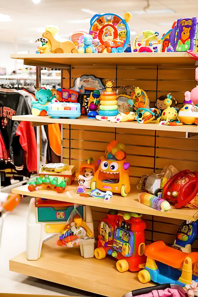 Toy paradise where childhood nostalgia meets modern play. These shelves have seen fewer tantrums than retail toy stores!