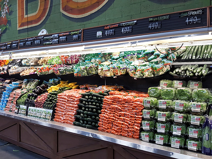 Even the produce in Pismo Beach is arranged with California precision—a reminder to balance shopping splurges with healthy choices.