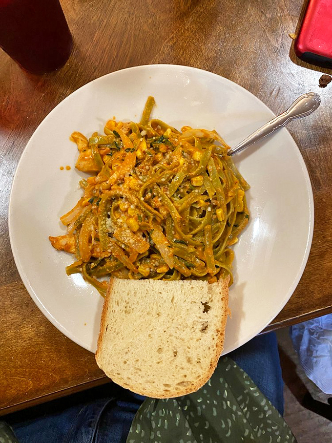 Pasta that doesn't care it's not breakfast time. Colorful, saucy, and comforting&mdash;like the culinary equivalent of a warm hug from your favorite aunt.