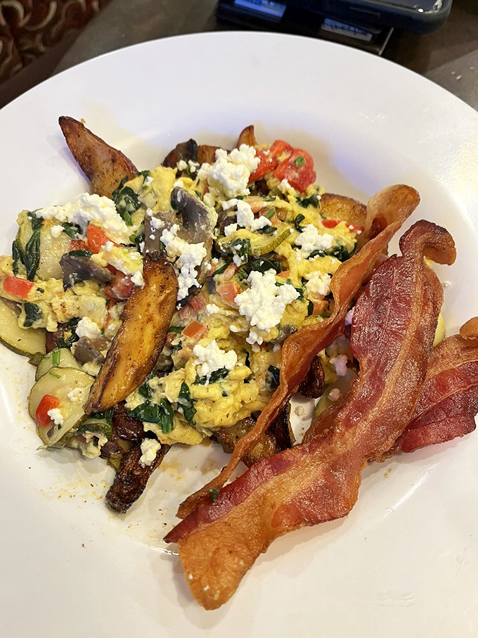 When vegetables and eggs collaborate this beautifully, even dedicated carnivores find themselves nodding in respectful approval.