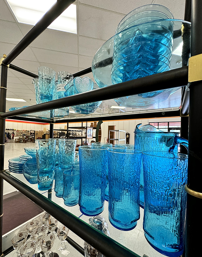 Blue glassware so beautiful it makes modern dishes look like they're having an identity crisis.