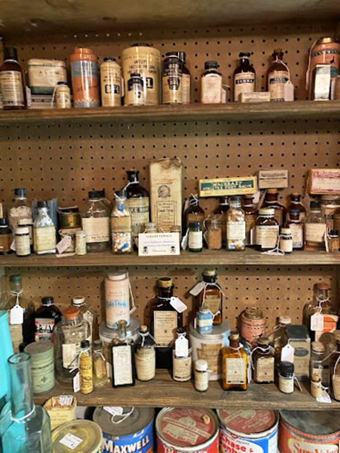 Grandma's medicine cabinet meets museum display. These amber bottles once held everything from miracle cures to actual medicine&mdash;sometimes both!