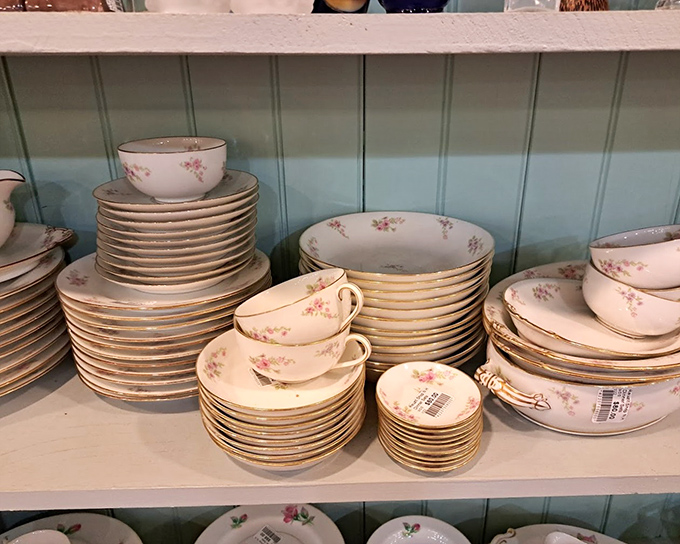 A charming collection of vintage china sets, perfect for adding a touch of elegance to any tea party or special occasion.